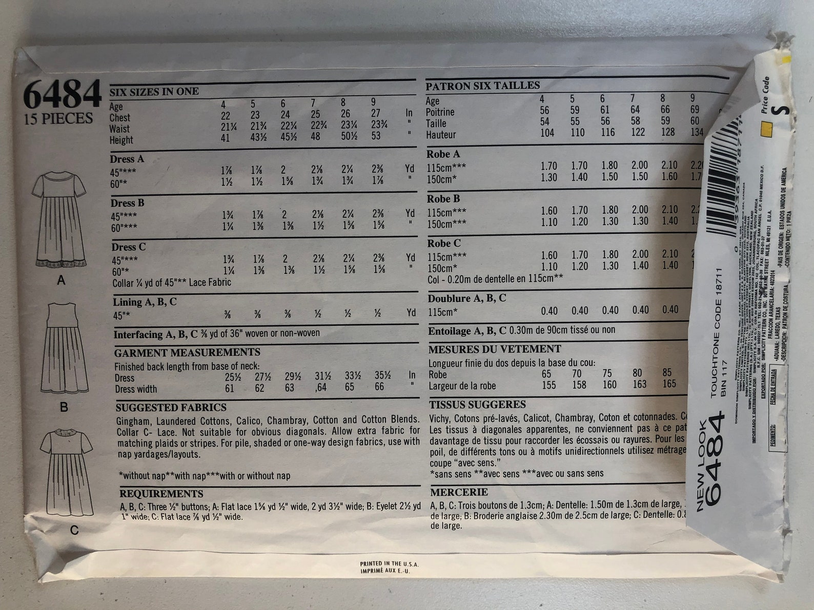 New Look 6484 Sewing Pattern Six Sizes in One Dresses for Kids - Etsy