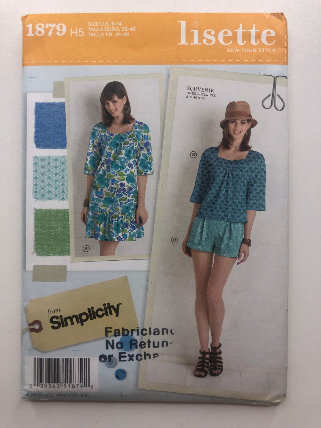 Simplicity Pattern 1879 Lisette Dress, Blouse & Shorts Misses Size 6, 8, 10, 12 ,14 / Simplicity ...
