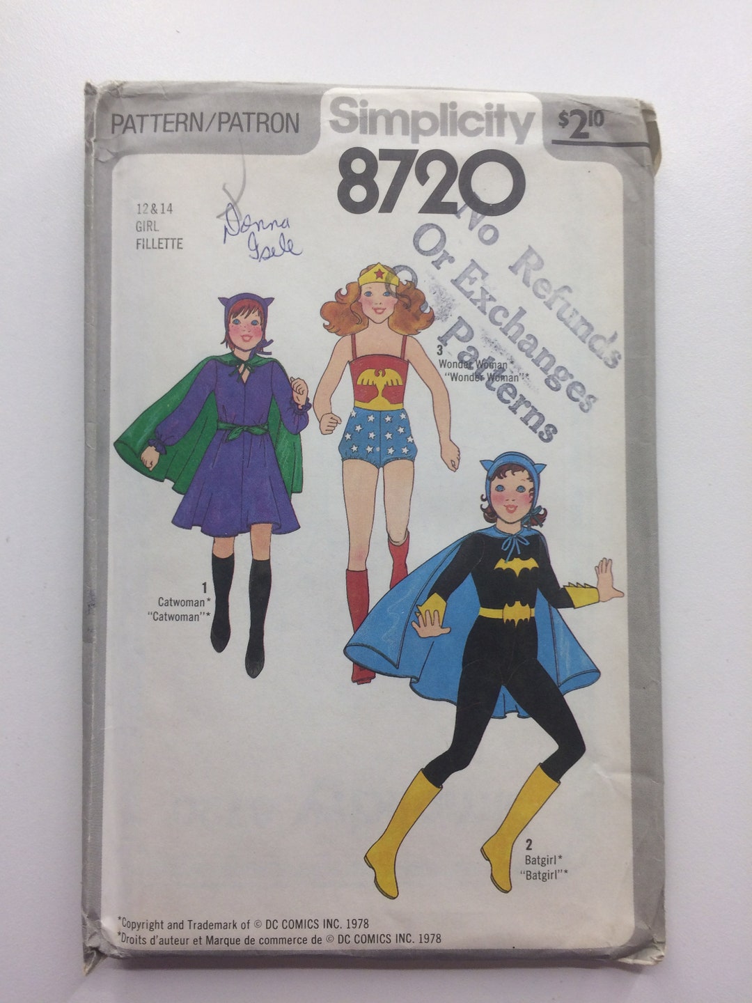 Simplicity 8720 UNCUT Wonder Woman Costume Pattern Size 12-14 Sewing ...