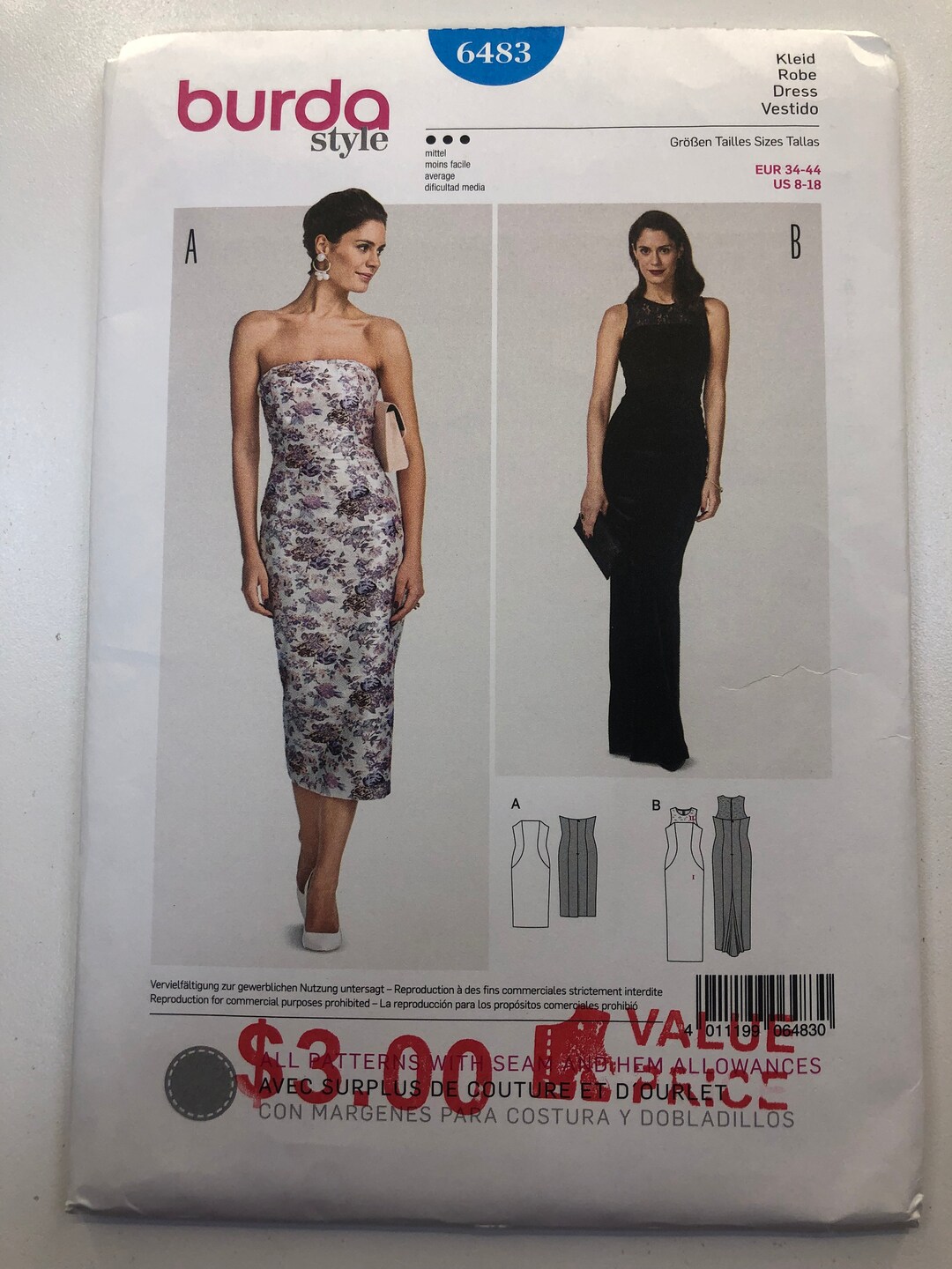 Burda 6483 Evening Dress Sewing Pattern, Size 8-18, Uncut - Etsy