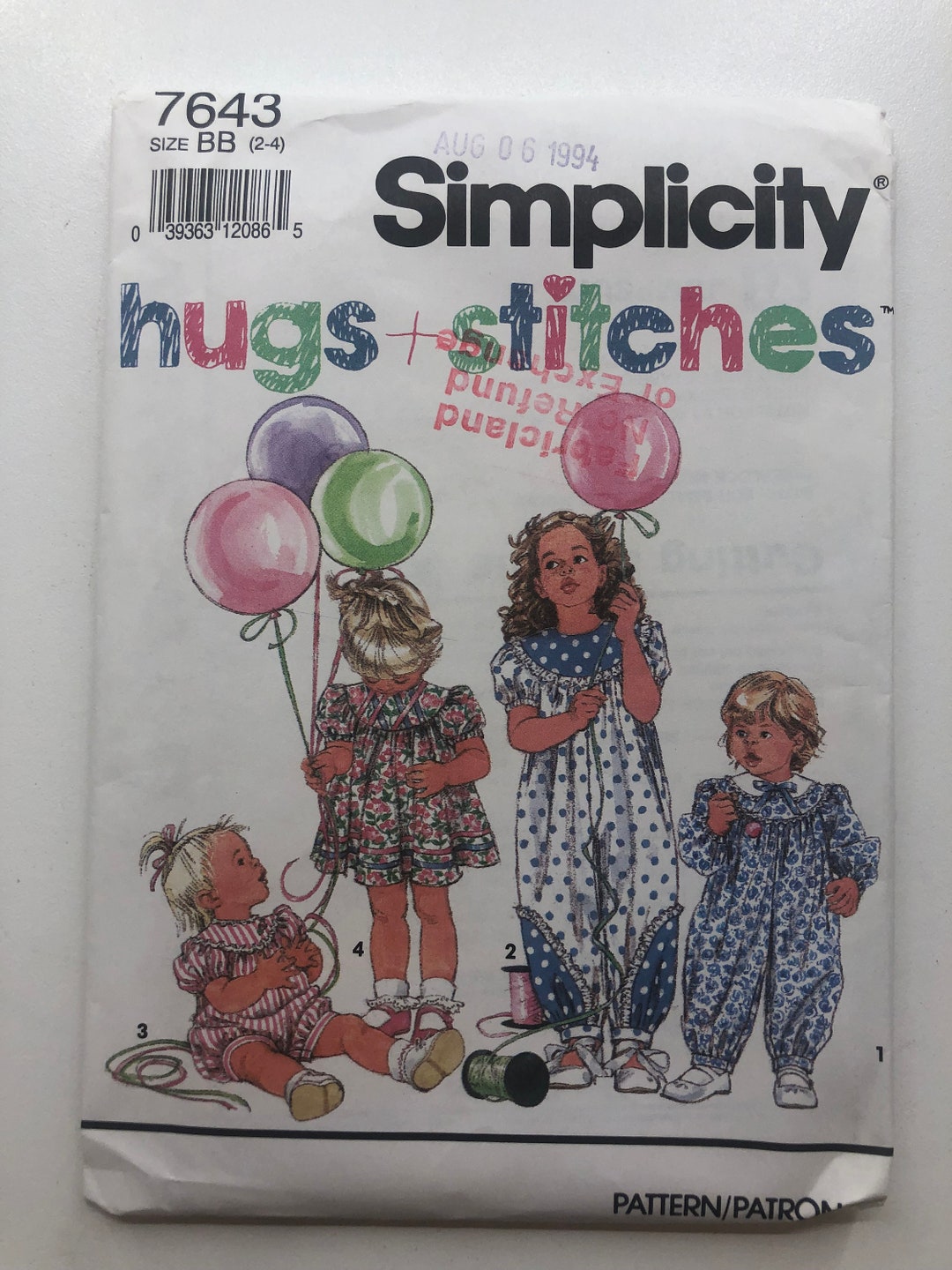 Simplicity Pattern 6434 Vintage 1990s Simplicity Sewing Pattern Toddler ...