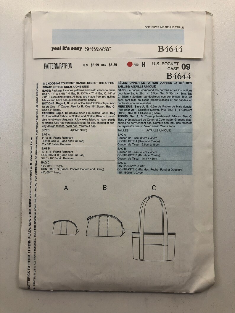 See & Sew Sewing Pattern B4644 - Etsy
