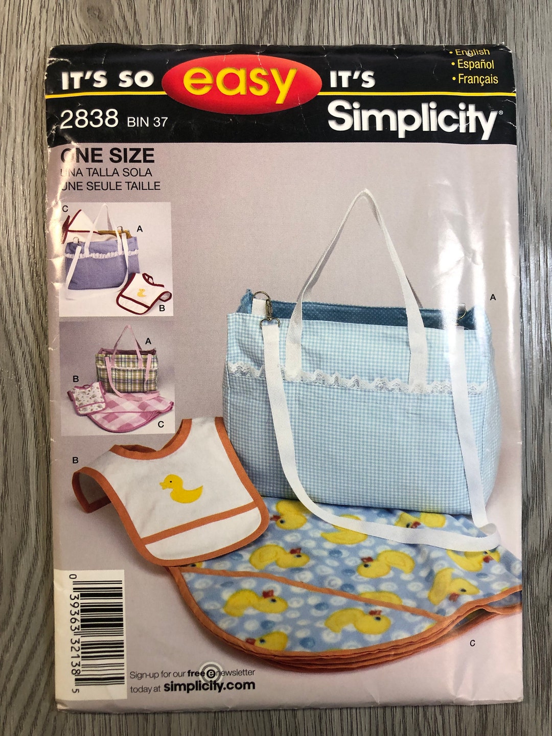 Simplicity 2838 Sewing Pattern: Diaper Bag, Bib, Blanket - Etsy
