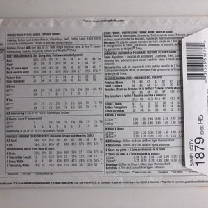 Simplicity Pattern 1879 Lisette Dress, Blouse & Shorts Misses Size 6, 8, 10, 12 ,14 / Simplicity ...