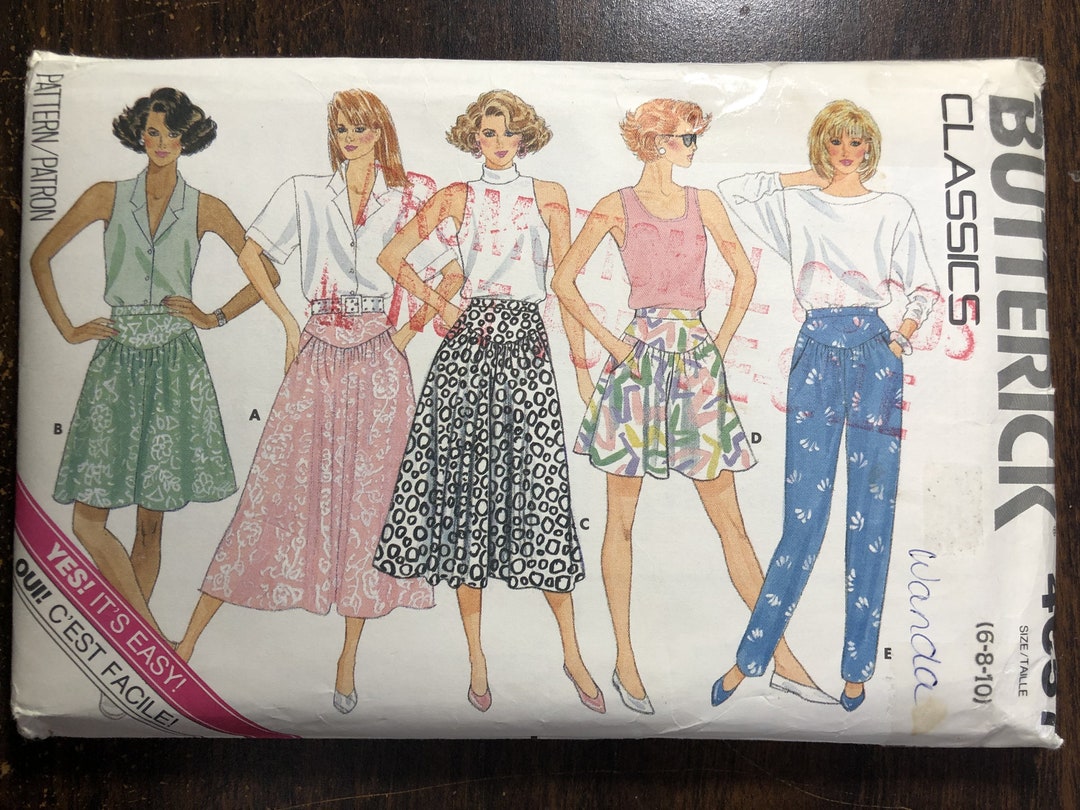 Butterick 4657 Sewing Pattern Uncut Size 6-8-10 Skirt, Culottes and ...
