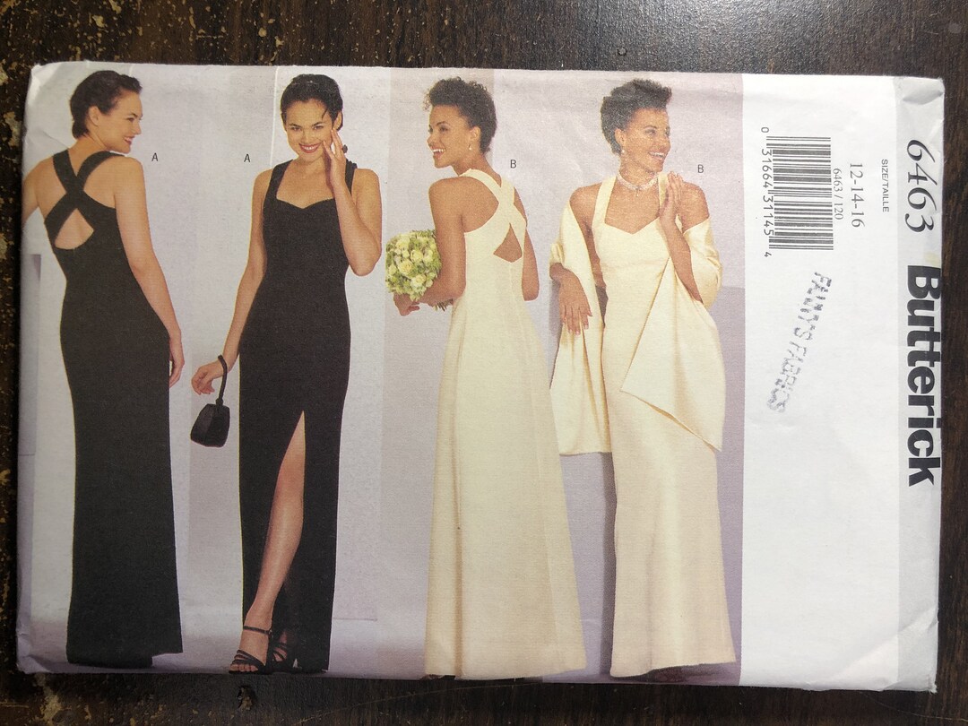 Butterick 6463 Sewing Pattern Back Strap Evening Gown Pattern, Shaped ...
