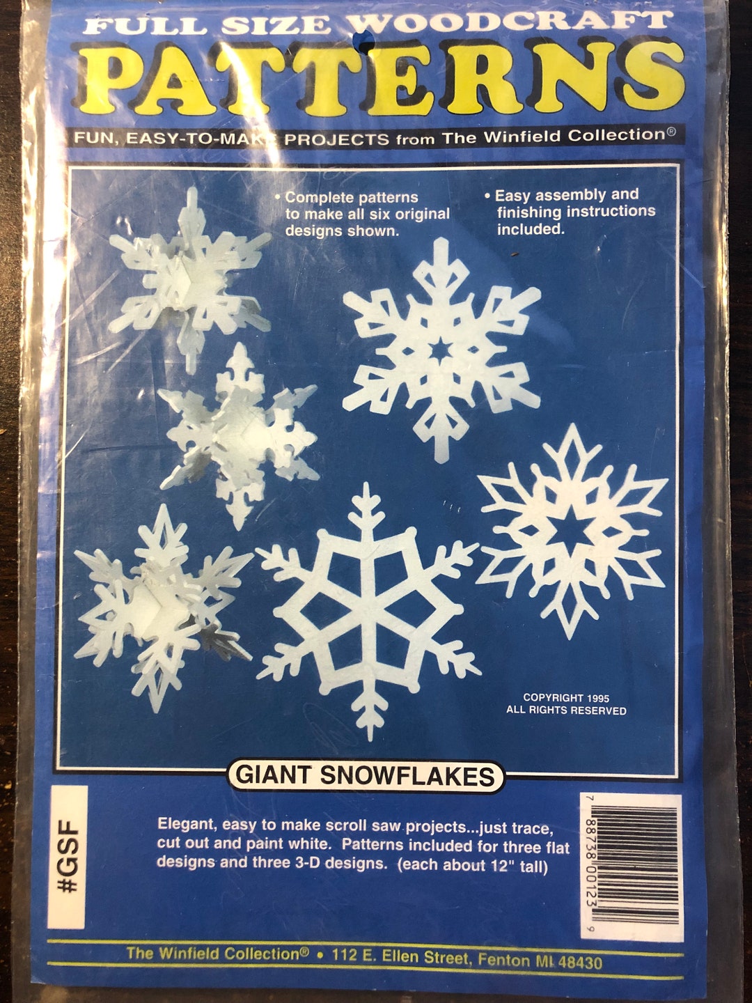 Winfield Collection Woodcraft Patterns: Giant Snowflakes (full Size) - Etsy