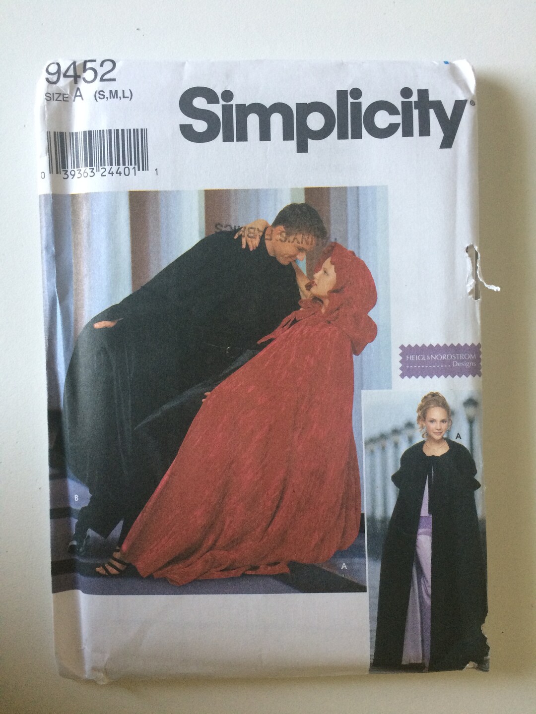 Simplicity 9452 Cape Sewing Pattern: Unisex Hooded Design, Size S-L ...