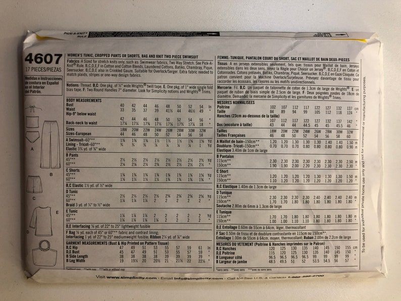 Simplicity Pattern 4607 Sewing Pattern Uncut Women's - Etsy