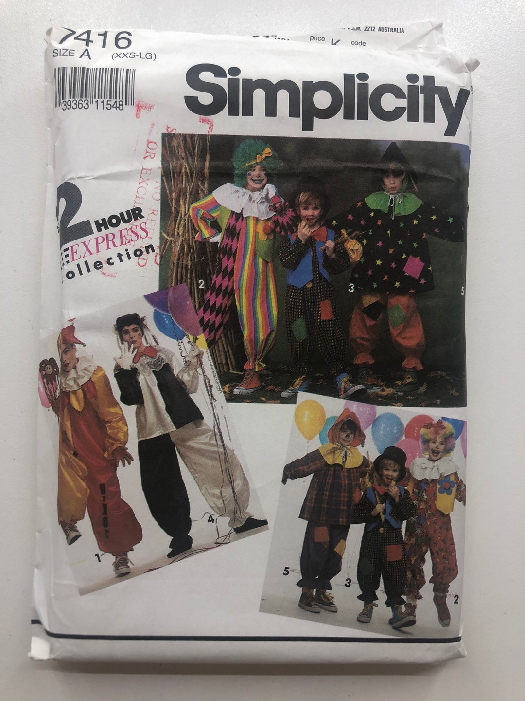 Simplicity Clown Costume Pattern: Jumpsuit, Vest & Hat (XXS-LG) - Etsy