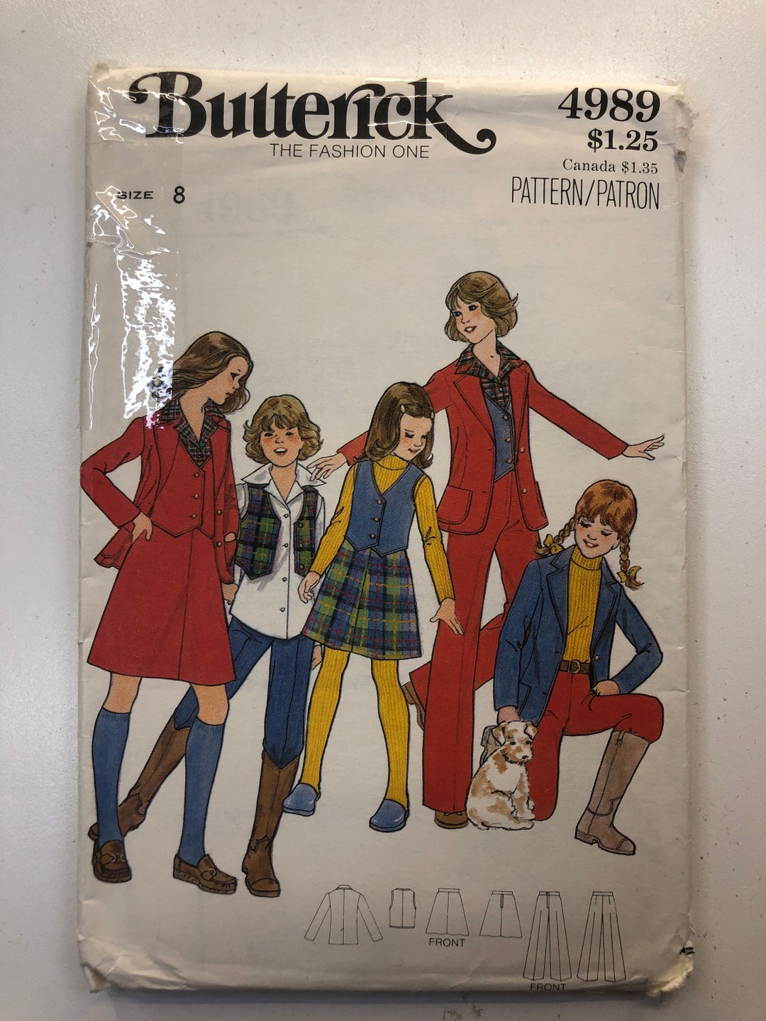 Vintage 1970s Butterick 4989 Sewing Pattern: Girls Vest, Jacket, Skirt ...