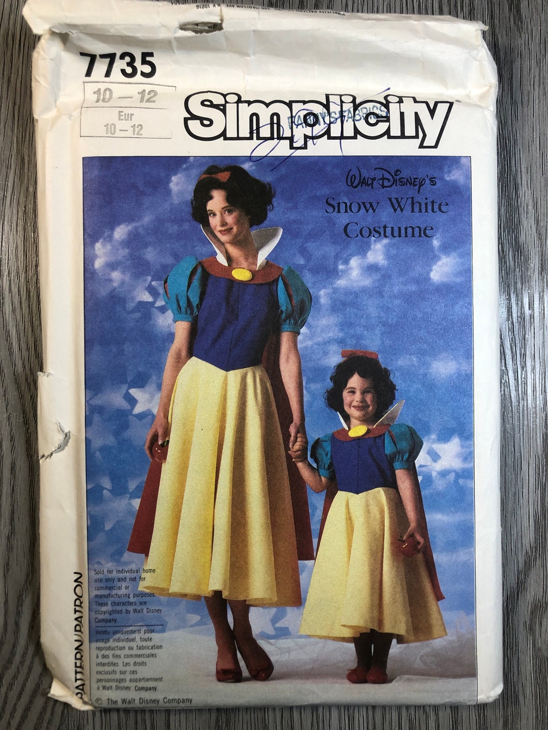 Simplicity 7735 Sewing Pattern UNCUT Halloween Costume SNOW WHITE ...