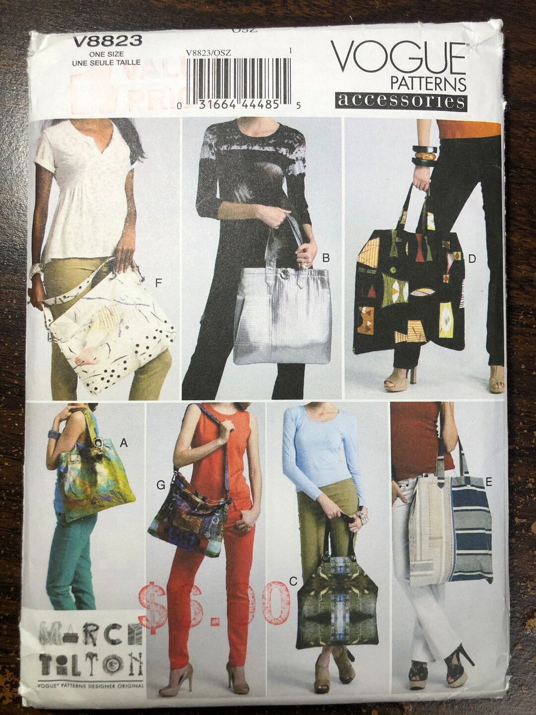 Vogue V8823 Uncut Sewing Pattern Vogue V8823 Marcy Tilton Purse Bag ...