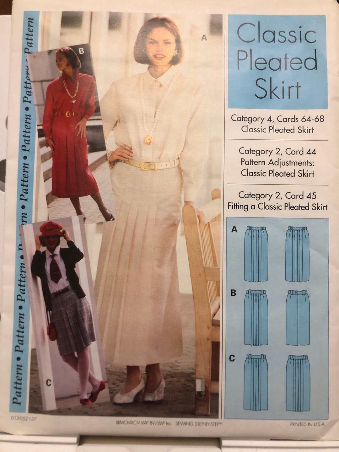 Classic Pleated Skirt Sewing Pattern Sewing Step by Step 012-052-137, 3 ...
