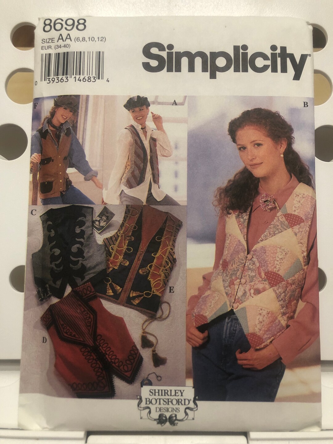 Simplicity 8698/7320 Vintage Vest Sewing Pattern: Shirley Botsford ...