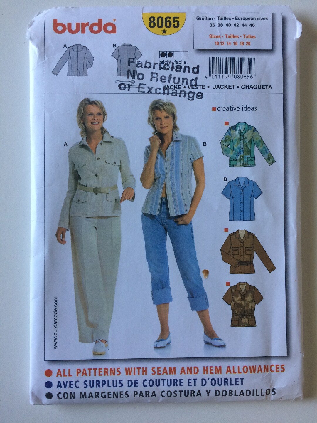 Burda 8065 Pattern SUPER EASY Jacket, Veste,uncut - Etsy