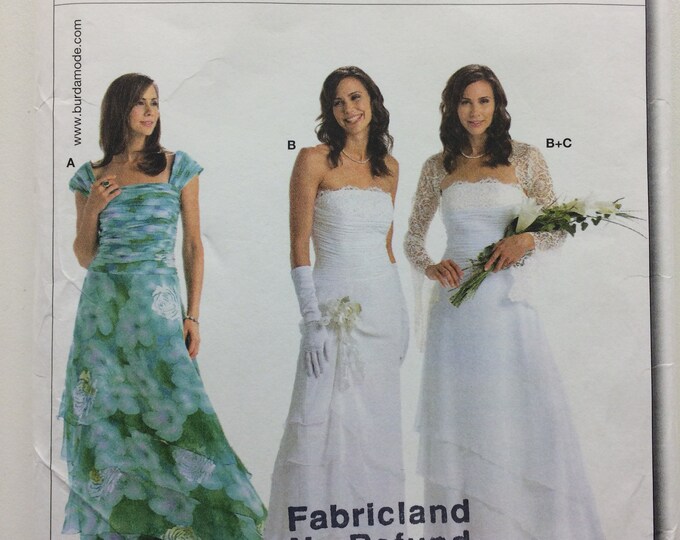 BURDA WEDDING DRESS 8057, Sewing Pattern Ruched Bodice With Ruffled ...