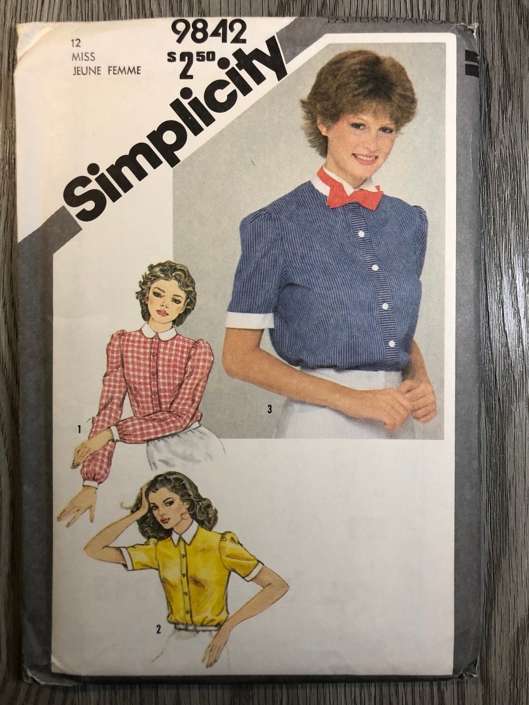 Simplicity 9842 1980 Shirt With Collar Variations Vintage Pattern ...