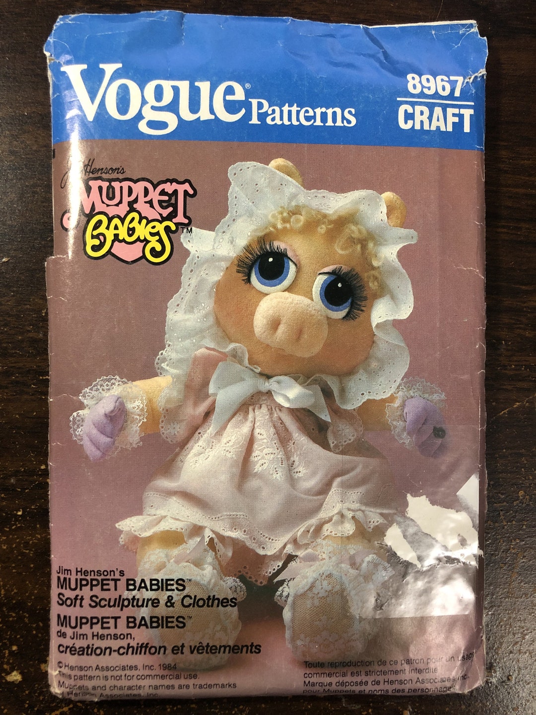 Vogue 8967 Sewing Pattern 80's Jim Henson's Muppet Babies Baby Miss ...