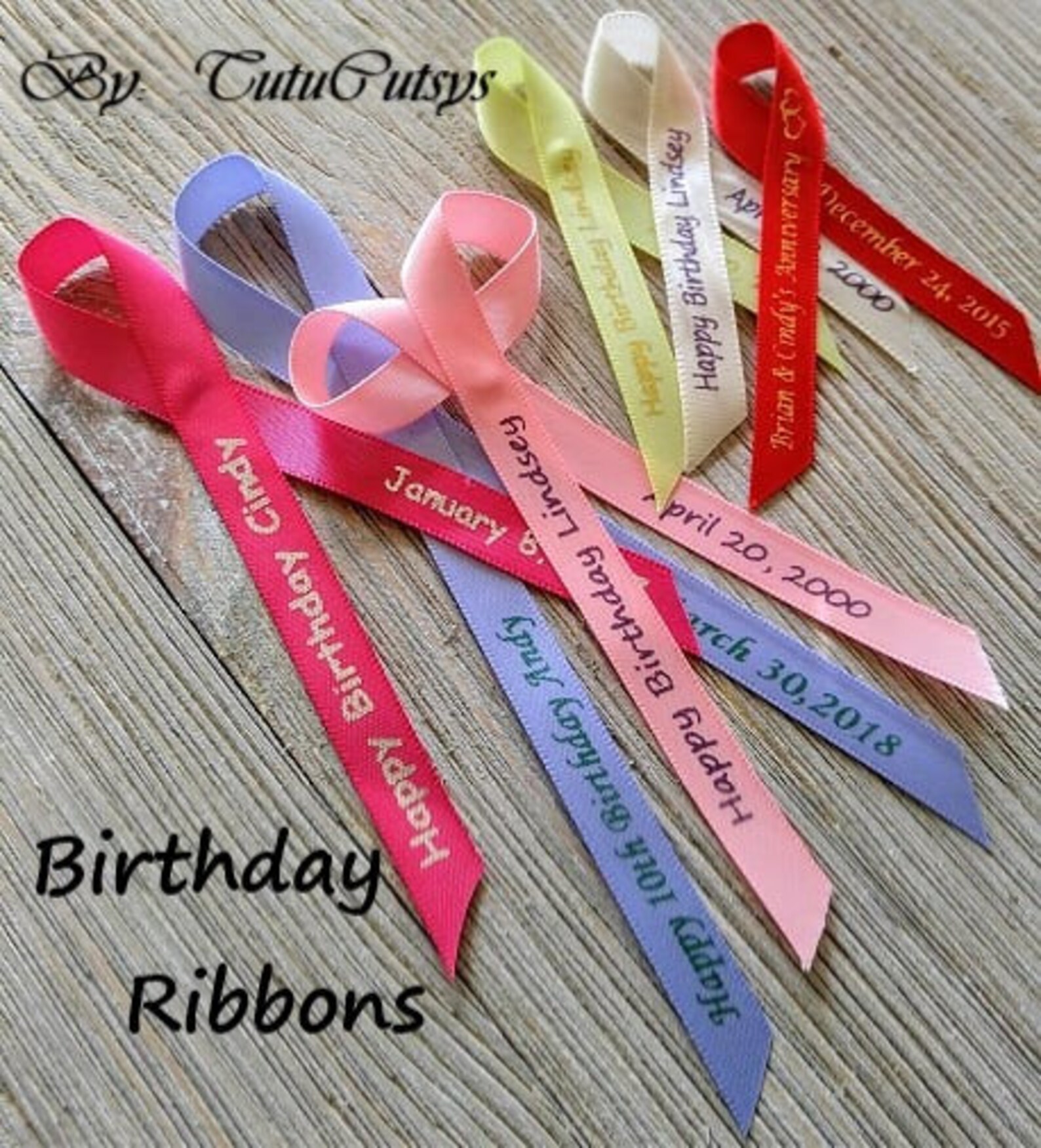 Birthday printed Personalized Ribbons 3/8 inches wide | Etsy