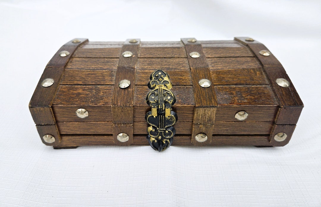 1970s PIRATE Wooden TREASURE CHEST, Designed to Be a Jewelry Box ...