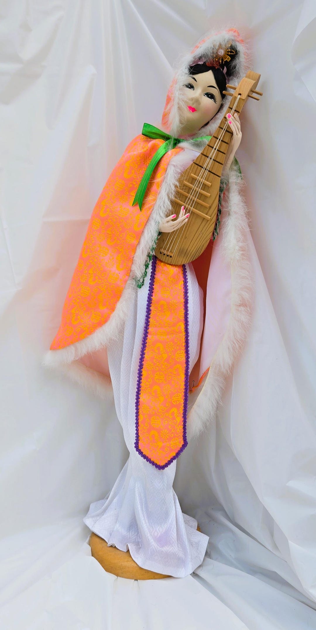 Vintage Japanese Cloth Geisha Doll 24" Tall With Japanese Guitar ...