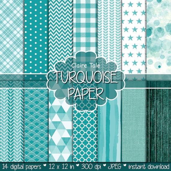 Turquoise digital paper Turquoise printable paper Turquoise | Etsy