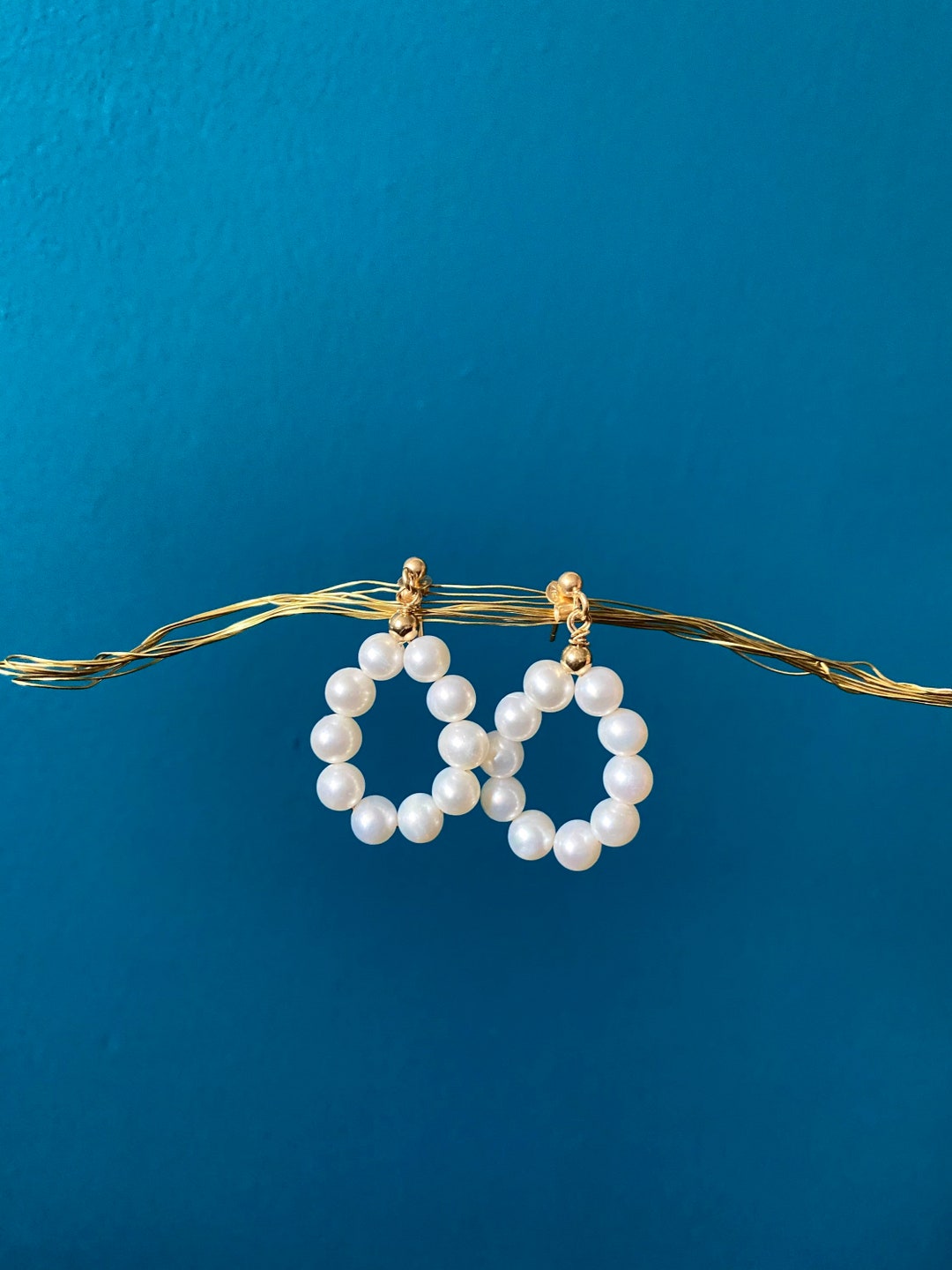 Pendientes de perlas, Perlas reales de agua dulce, Vermeil de oro ...