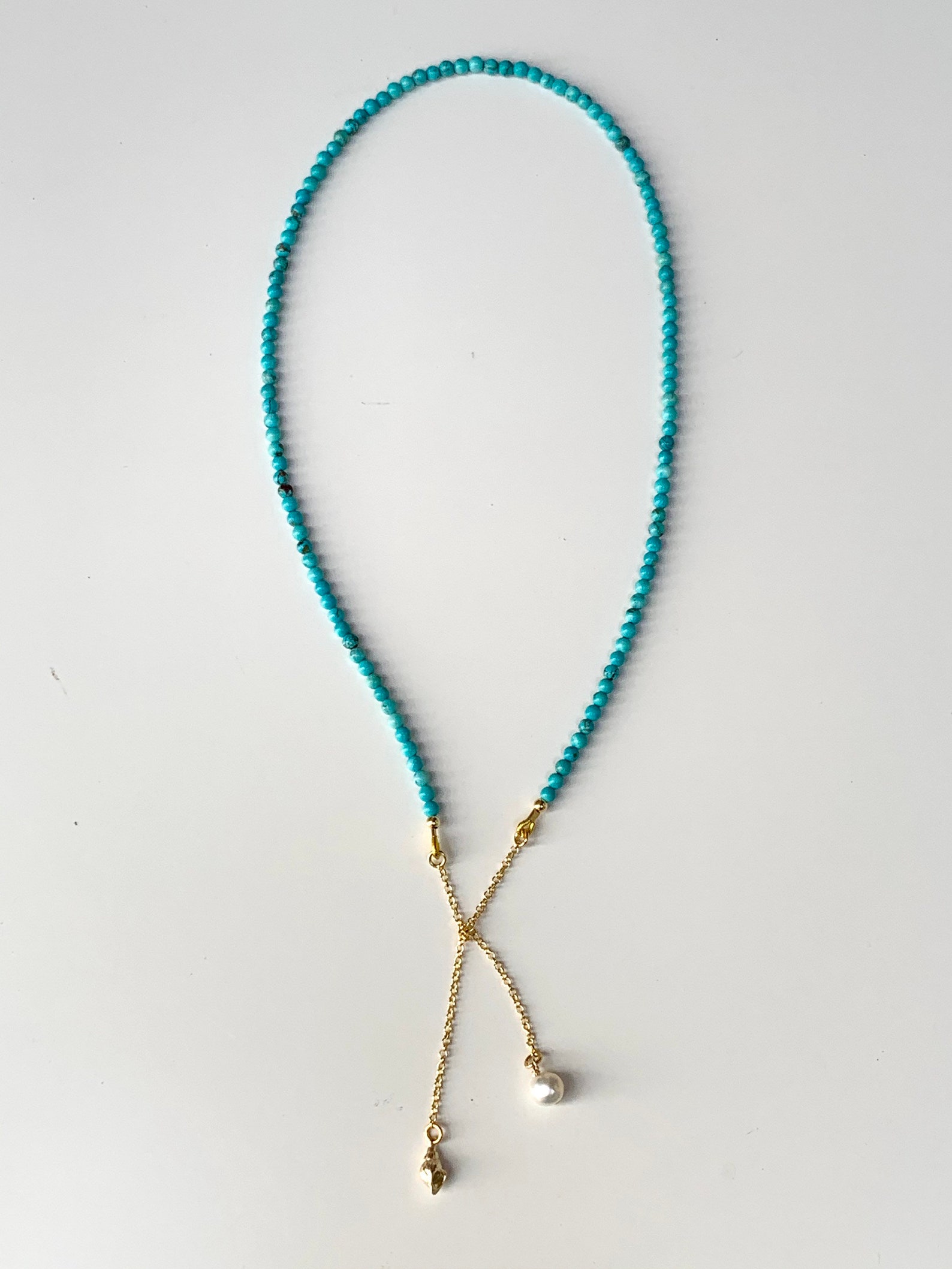 Turquoise, Pearl and Gold Plated Silver Necklace With Shell Pendant - Etsy