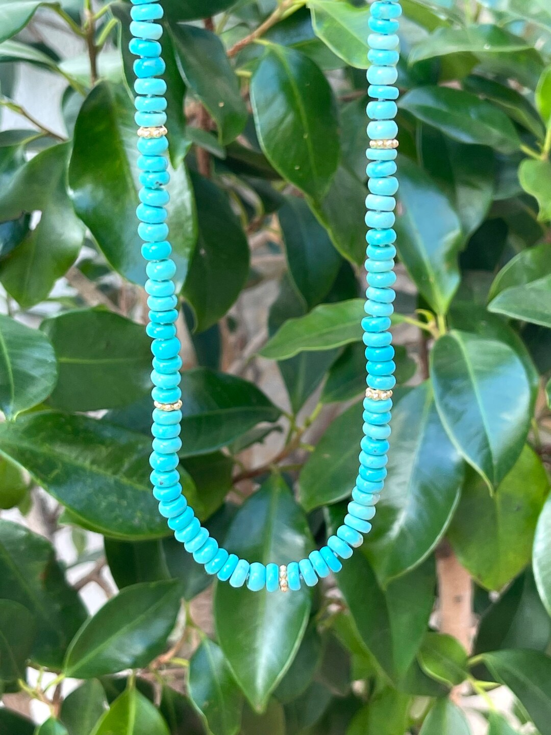 American Turquoise Rondelle Beaded Necklace - Etsy