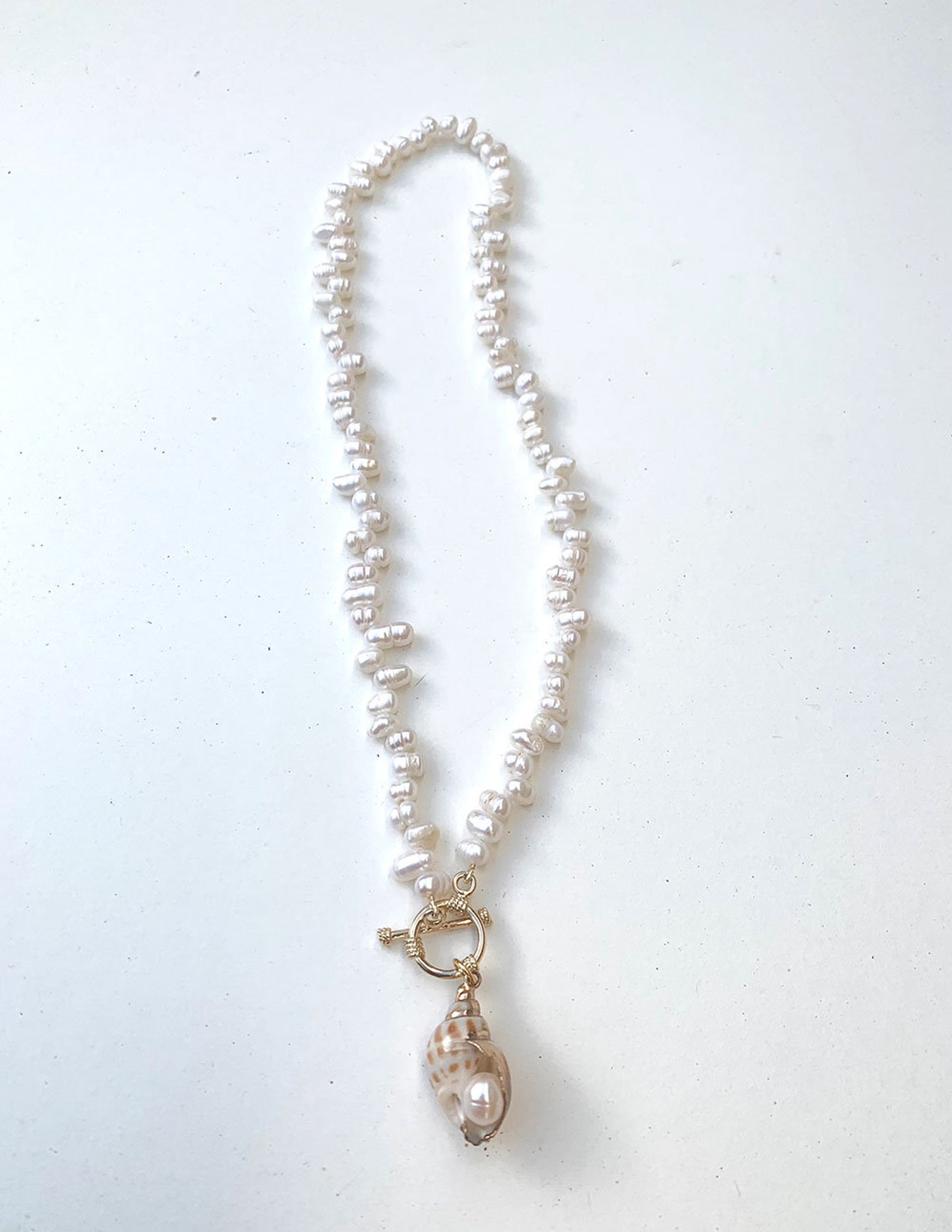 Fresh Water Pearls Necklace With Shell Pendant - Etsy