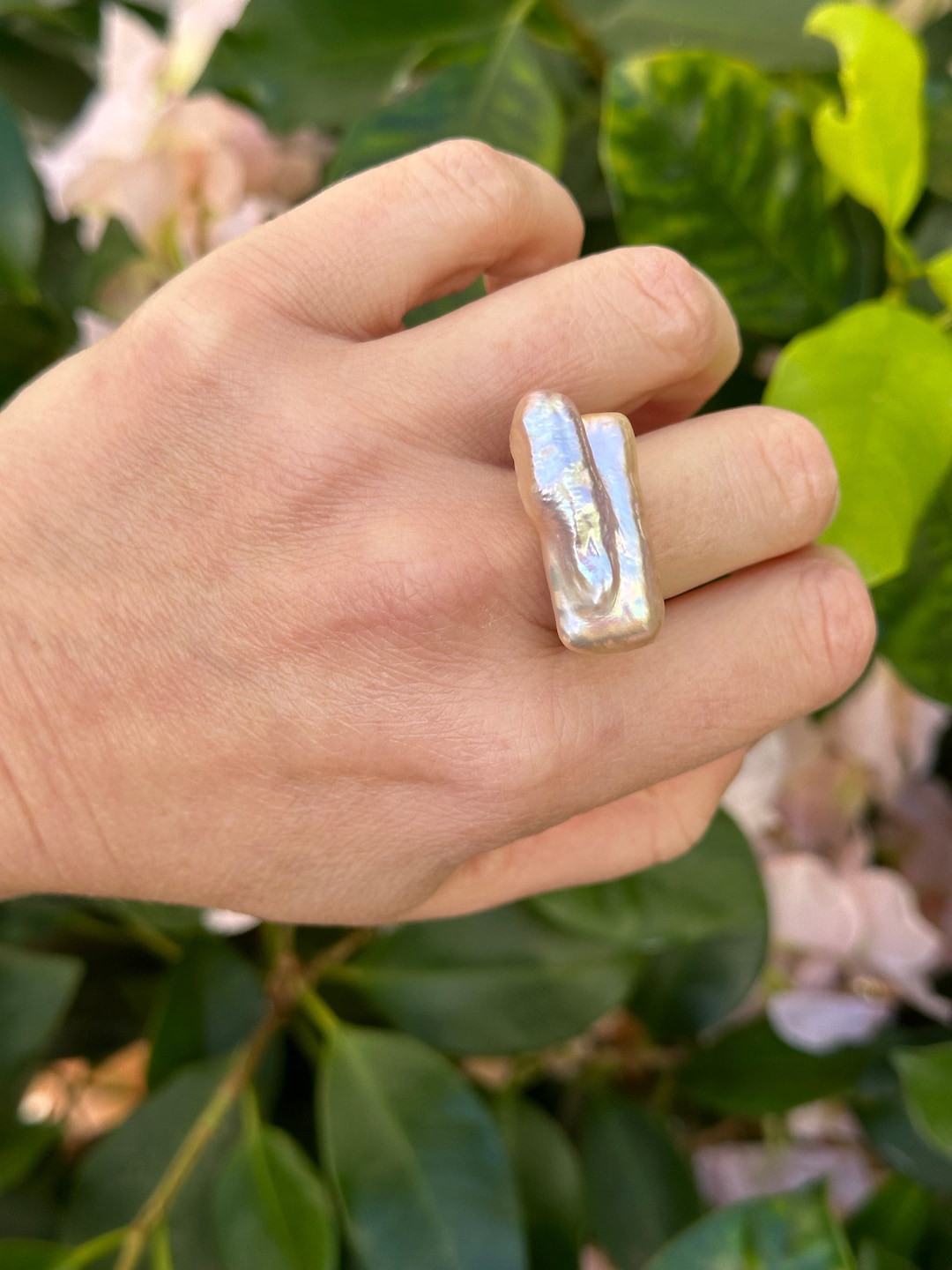 Square Baroque Pearl Cocktail Ring, Statement Ring, Unique Ring, Gift ...