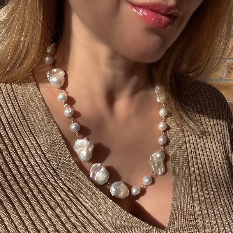 Chunky Pearl Necklace - Etsy