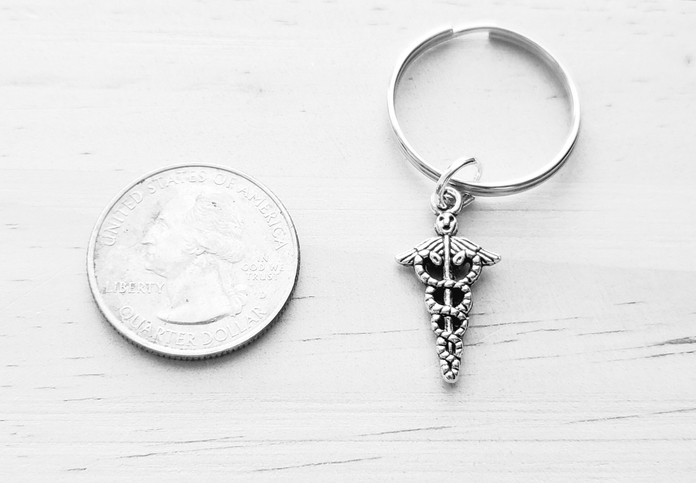 Caduceus Keychain - Caduceus Key Caduceus Gift - Caduceus Key Chain ...