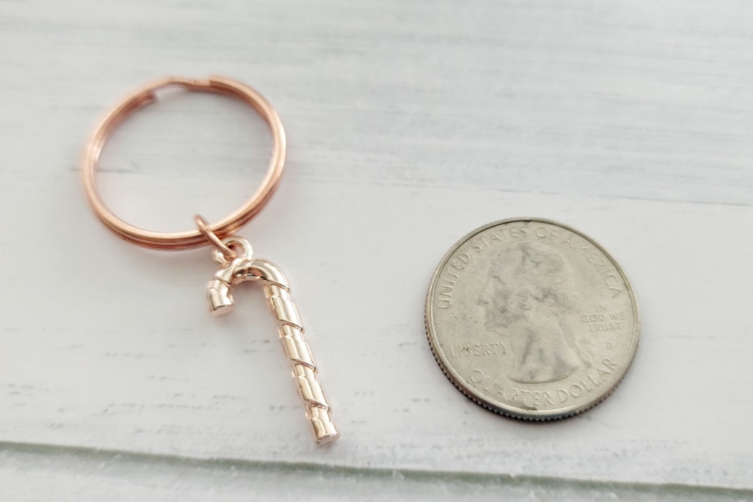 Rose Gold Tone Candy Cane Key Chain - Etsy