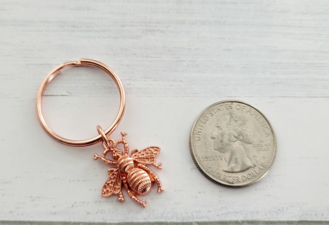 Rose Gold Tone Queen Bee Bumblebee Key Chain - Etsy