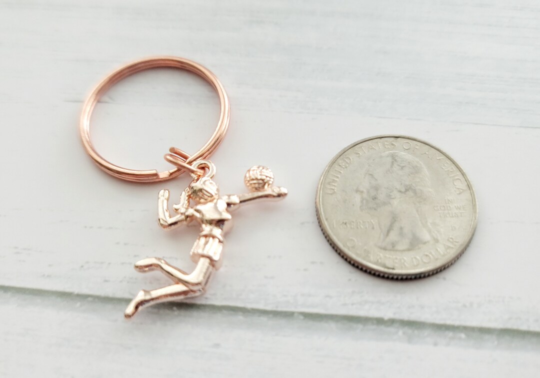 Rose Gold Tone Volleyball and Girl Key Chain - Etsy