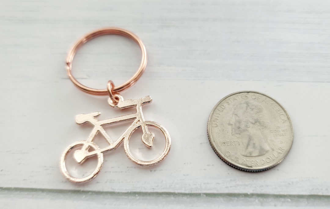Rose Gold Tone Bicycle Key Chain - Etsy