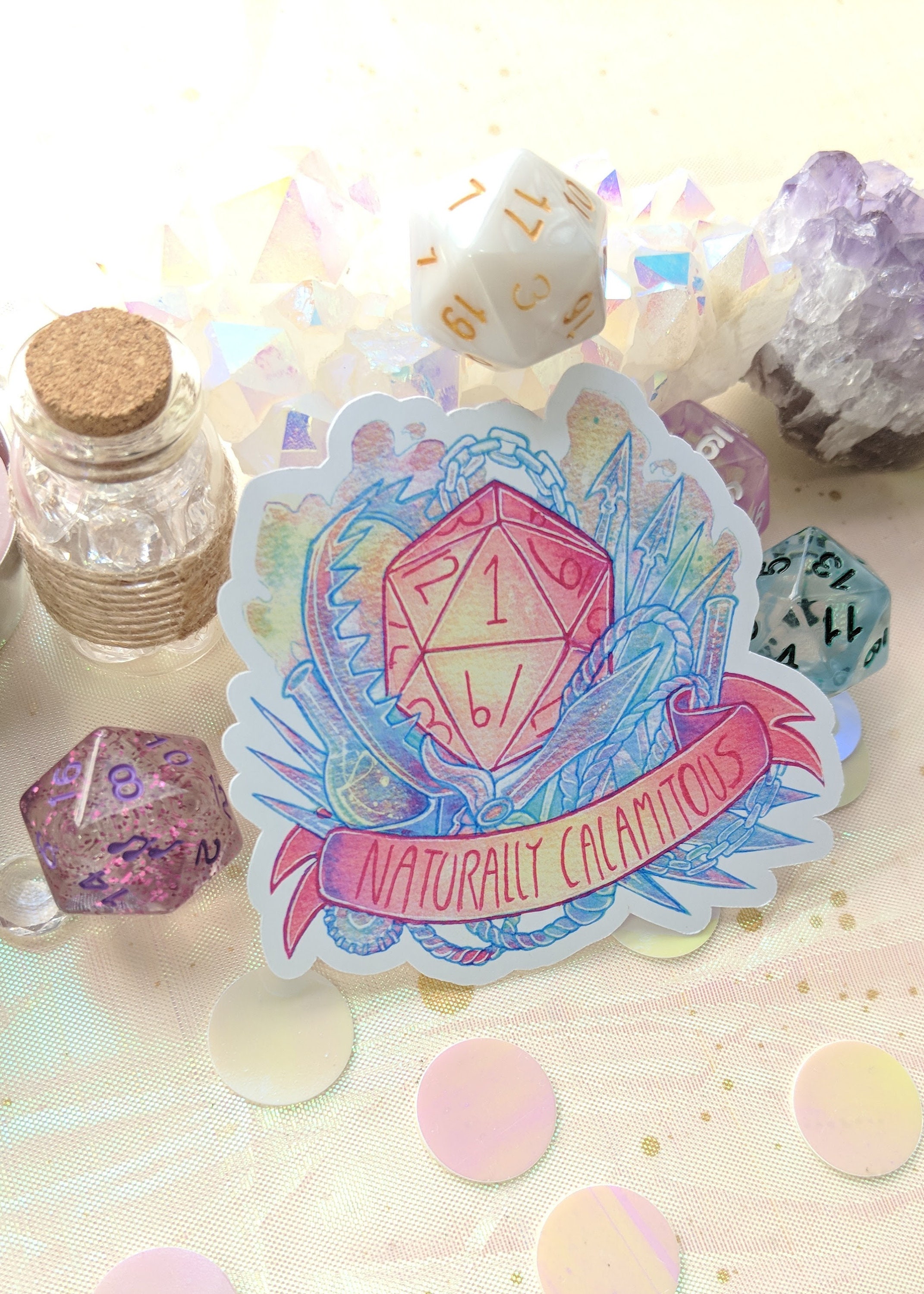 D&D Pastel Watercolour Nat1 D20 Stickers Dnd Dungeons and | Etsy