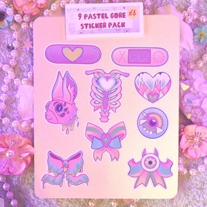 9 Pastel Gore Aesthetic Sticker Pack Creepy Kawaii - Etsy