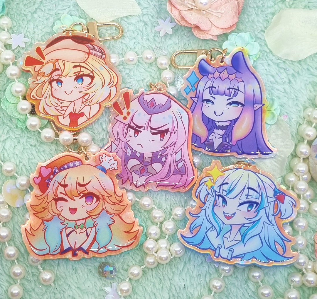 2.5'' Hololive Myth Vtuber Holographic Acrylic Keyring (double Sided ...