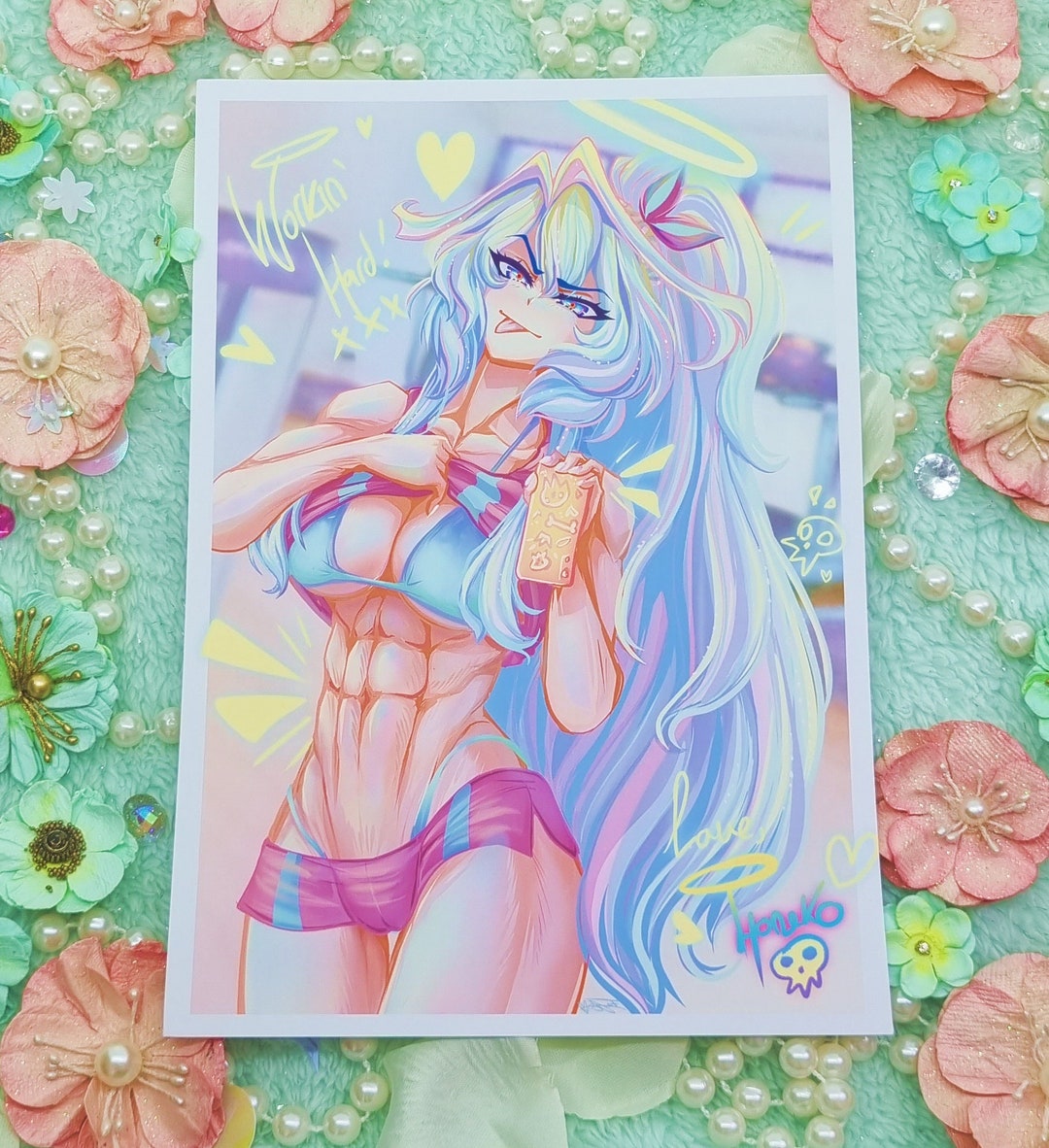 Honeko Vtuber Gym Motivation OC Print A5/A4/A3 - Etsy