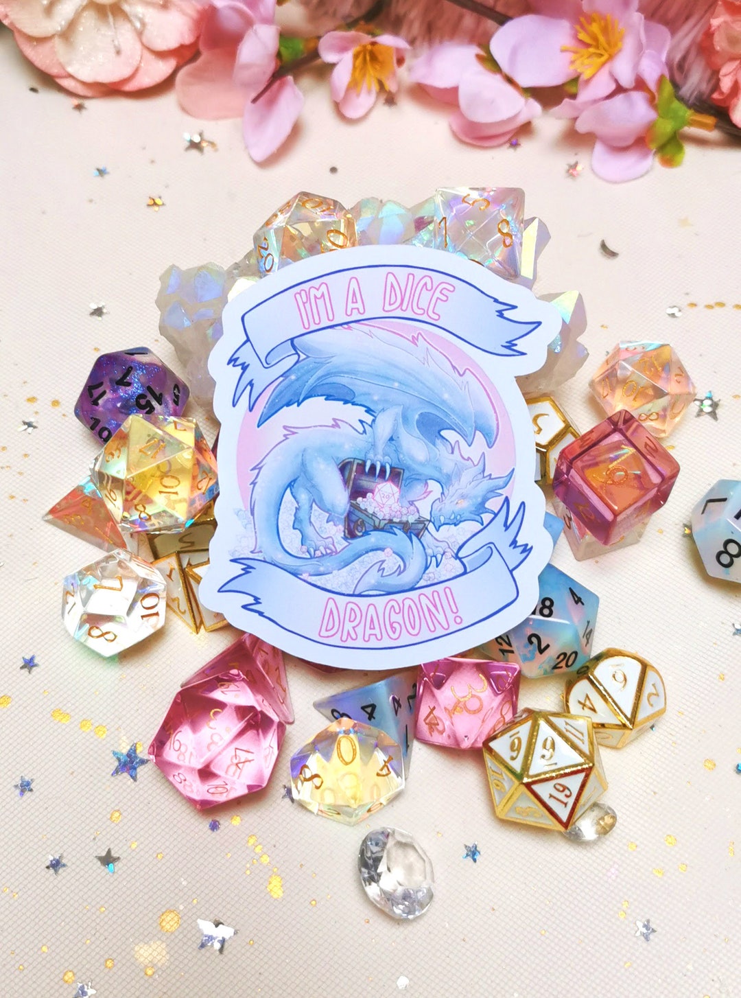 D&D Dice Dragon Sticker Pastel Goblin Companion Dungeons and Dragons ...