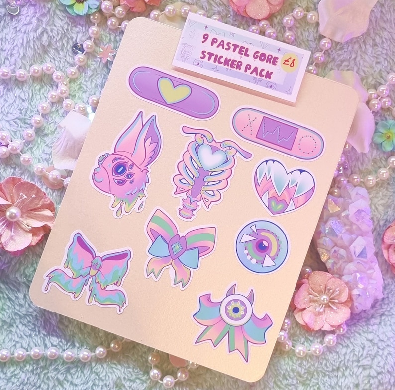 9 Pastel Gore Aesthetic Sticker Pack Creepy Kawaii - Etsy