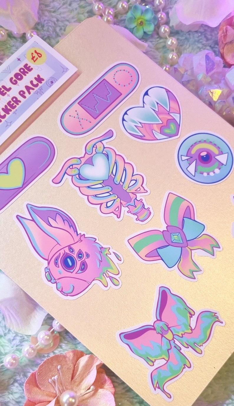 9 Pastel Gore Aesthetic Sticker Pack Creepy Kawaii - Etsy