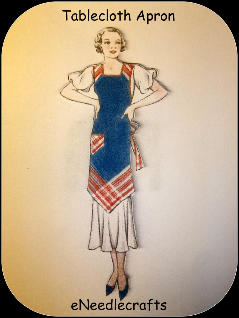 Vintage Tablecloth Apron Diagram Pattern From A 1934 Sewing Magazine on ...