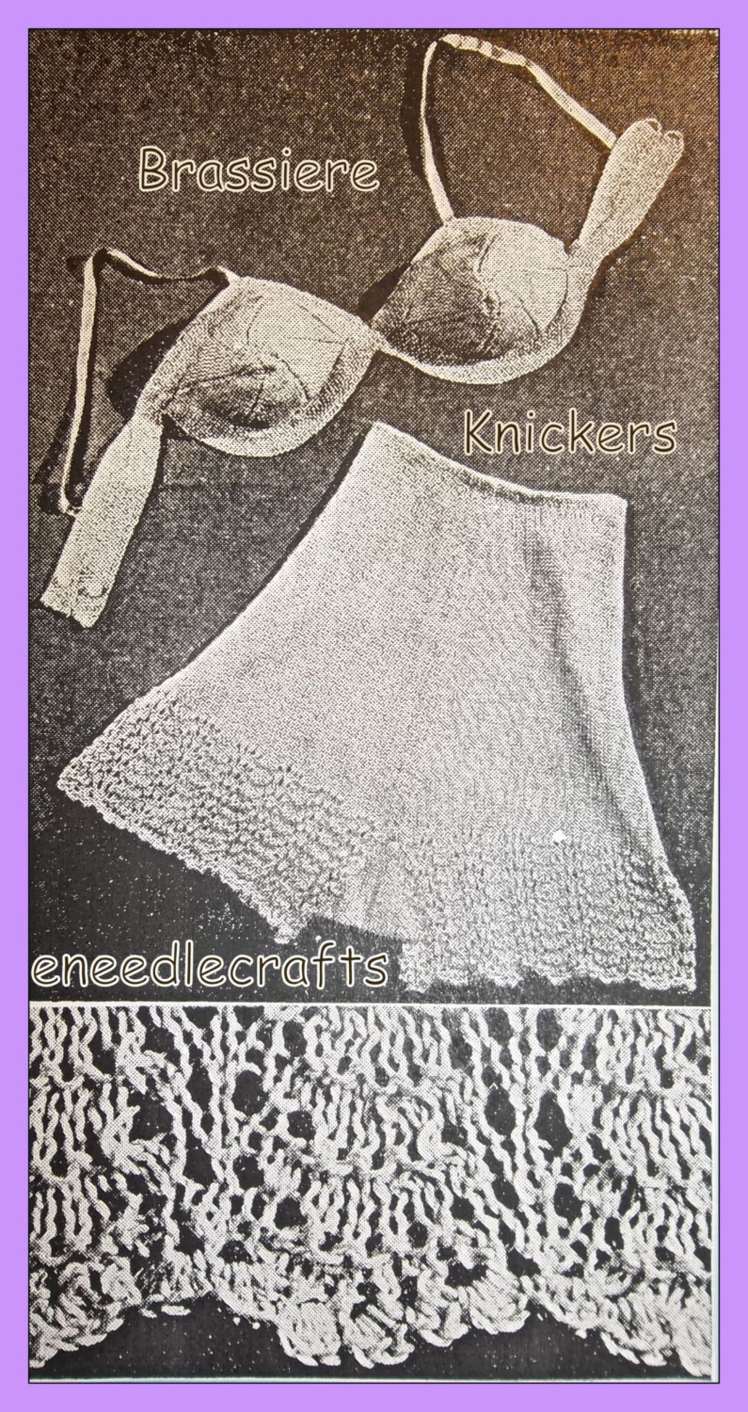 Brassiere and Knickers Knitting Pattern an Underwear Set Knitted in ...