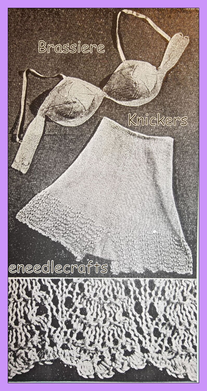 Brassiere and Knickers Knitting Pattern - an Underwear Set Knitted in ...
