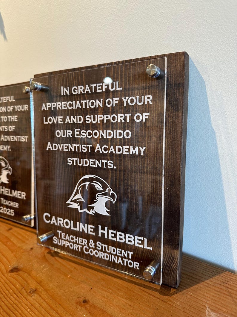 Custom Appreciation Plaque | Engraved Acrylic Award on Wood ...