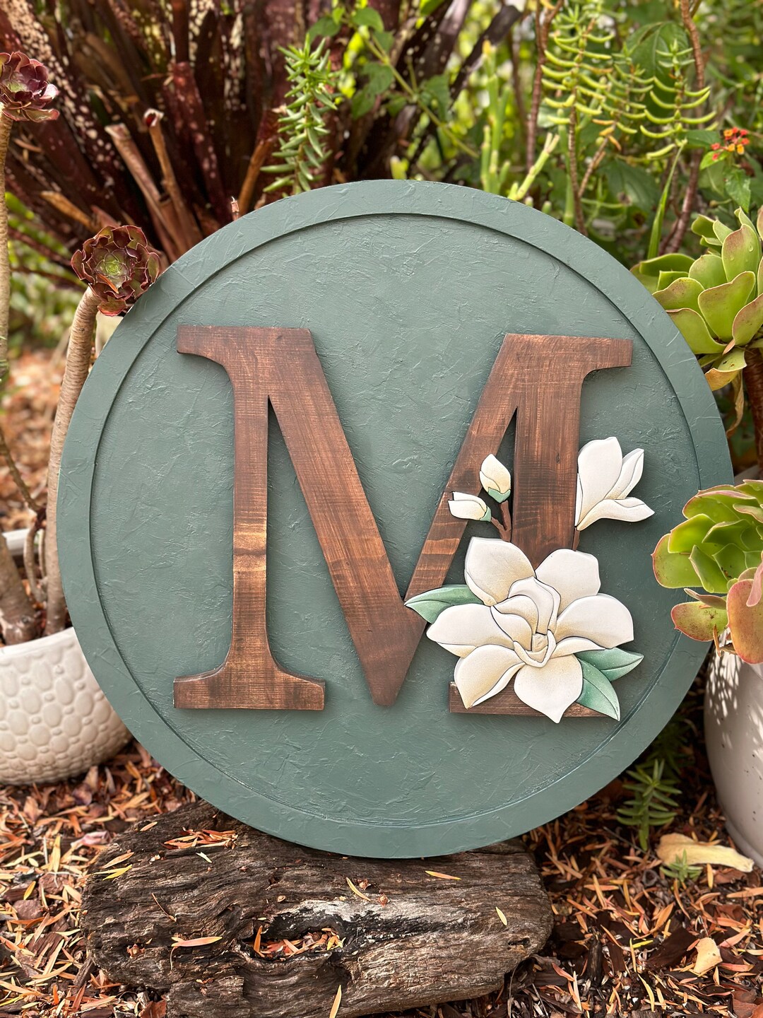 Magnolia Monogram Sign Personalized Wedding Gift Decor Monogram Sign ...